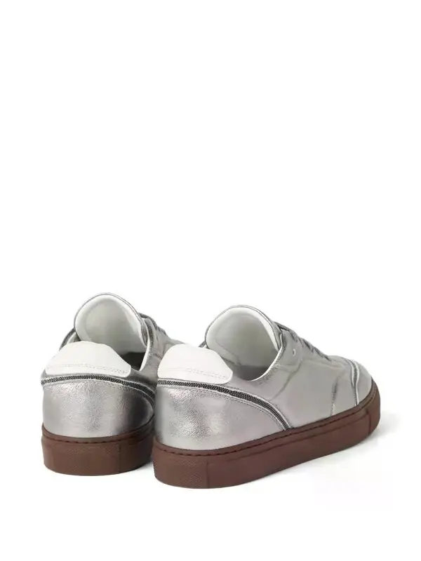 Brunello Cucinelli Lamé-effect Leather Sneakers