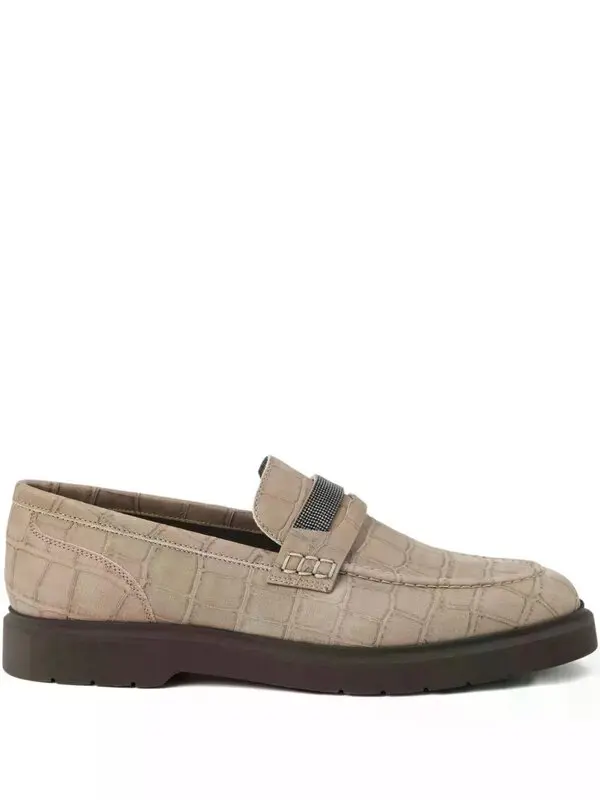 Brunello Cucinelli Leather Loafers - Neutrals