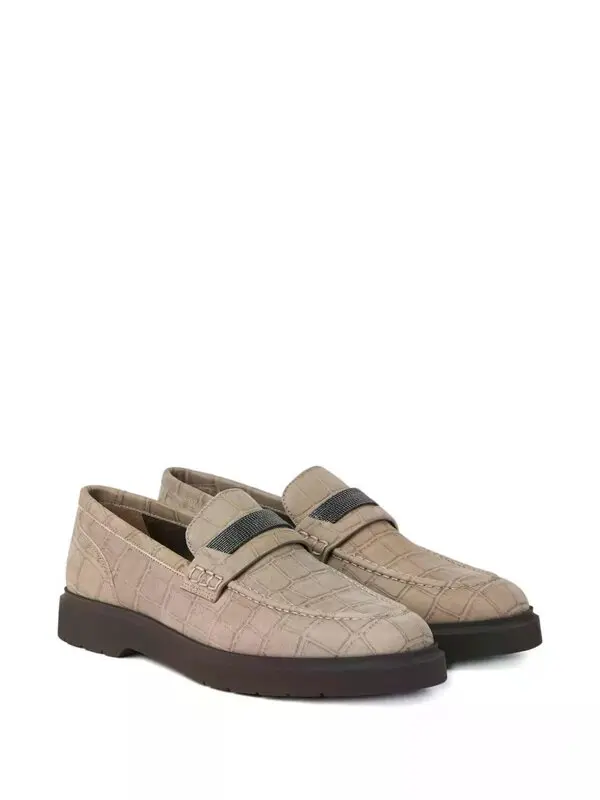 Brunello Cucinelli Leather Loafers - Neutrals