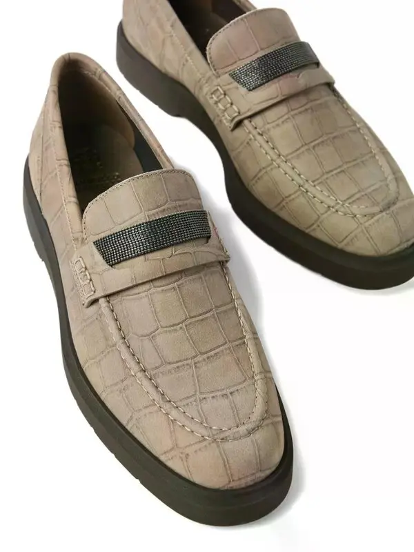 Brunello Cucinelli Leather Loafers - Neutrals
