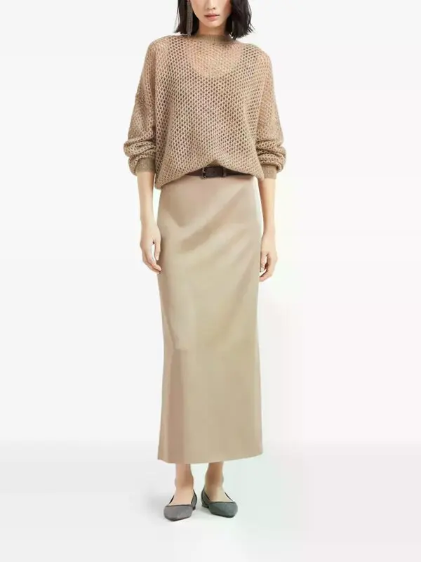 Brunello Cucinelli High-waist Midi Skirt - Neutrals