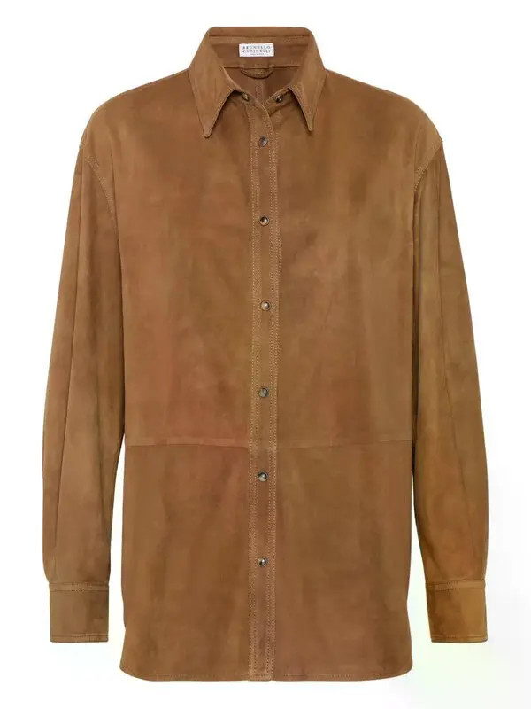 Brunello Cucinelli Leather Button-down Shirt