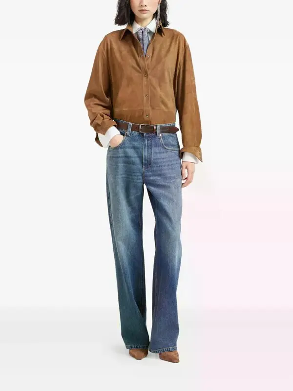 Brunello Cucinelli Leather Button-down Shirt