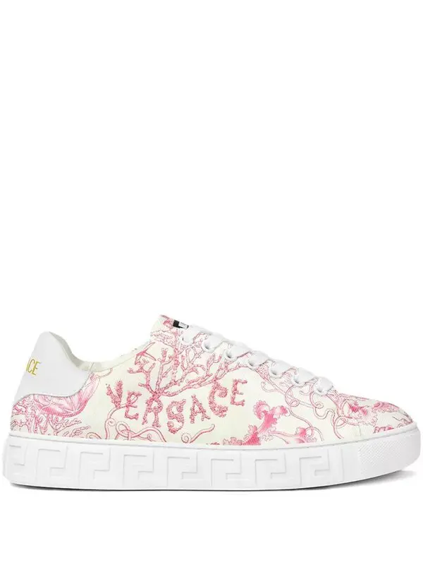 Versace Underwater Barocco Greca Sneakers - White