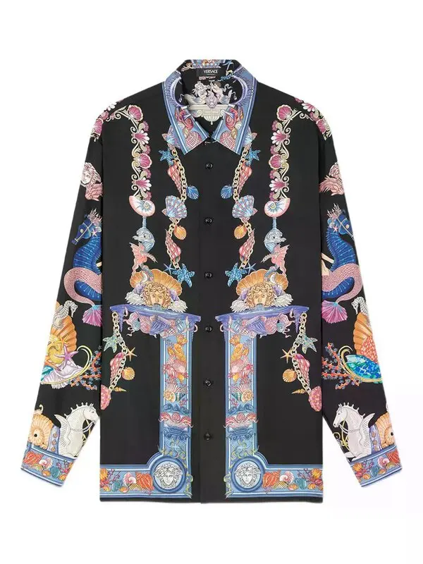 Versace Coral Theatre Silk Shirt - Black