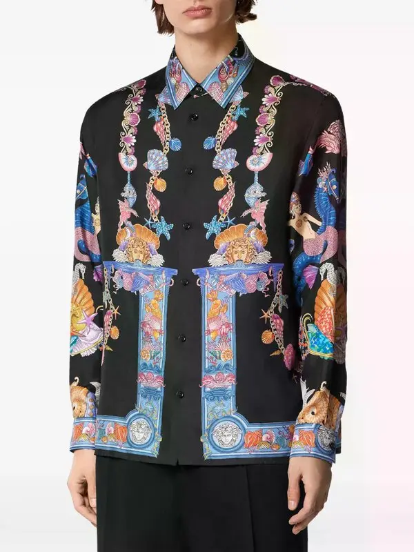 Versace Coral Theatre Silk Shirt - Black