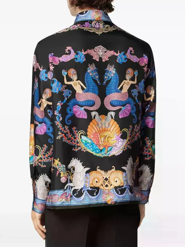 Versace Coral Theatre Silk Shirt - Black