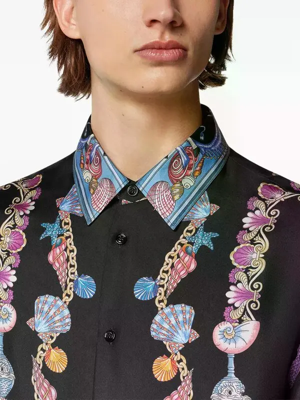 Versace Coral Theatre Silk Shirt - Black