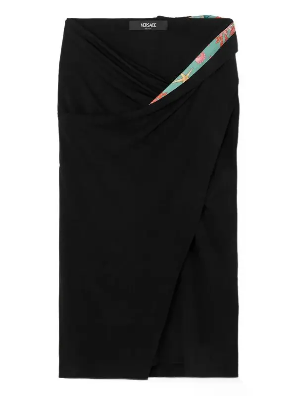 Versace Underwater Barocco Draped Midi Skirt
