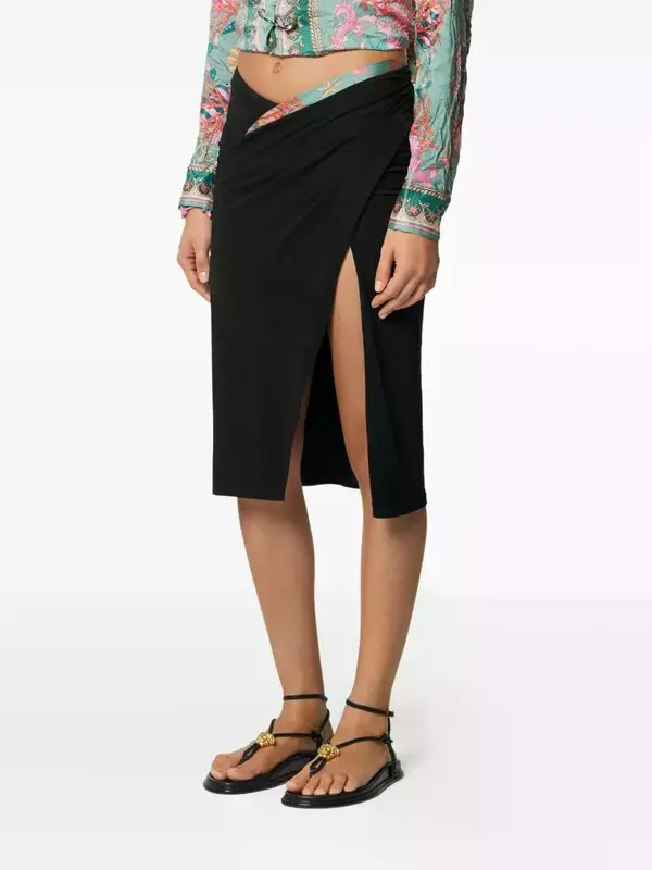 Versace Underwater Barocco Draped Midi Skirt