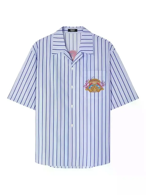 Versace Dive In Crest Striped Shirt