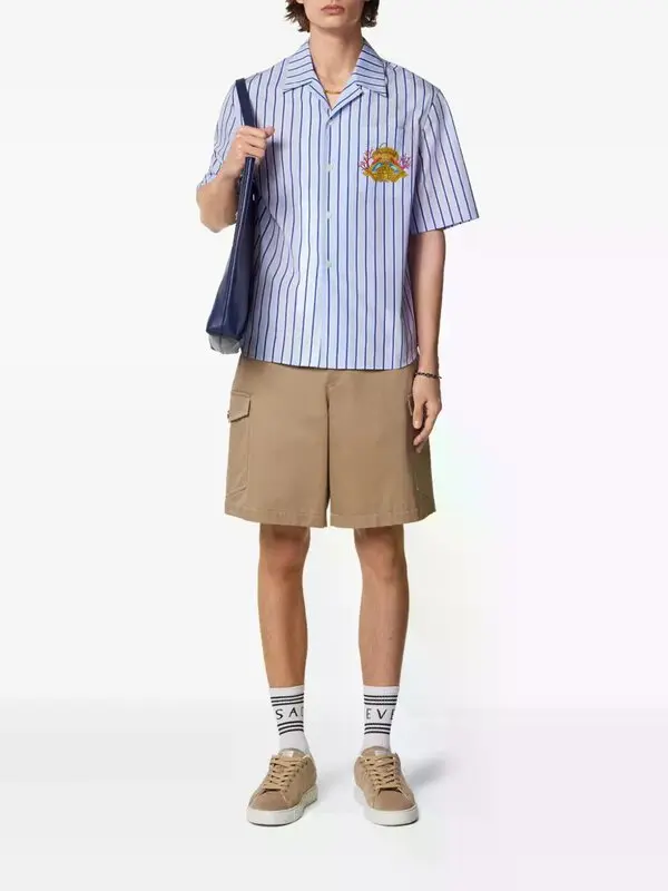 Versace Dive In Crest Striped Shirt