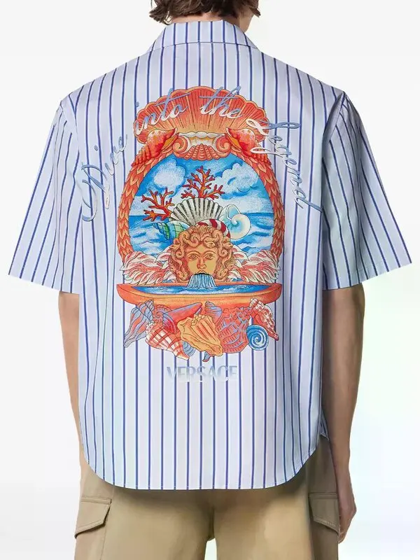 Versace Dive In Crest Striped Shirt