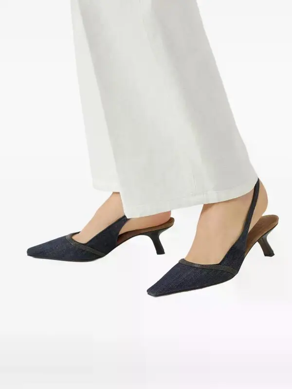 Brunello Cucinelli Leather Slingback Pumps