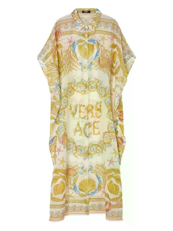 Versace Underwater Barocco Cover-up Dress - Gold