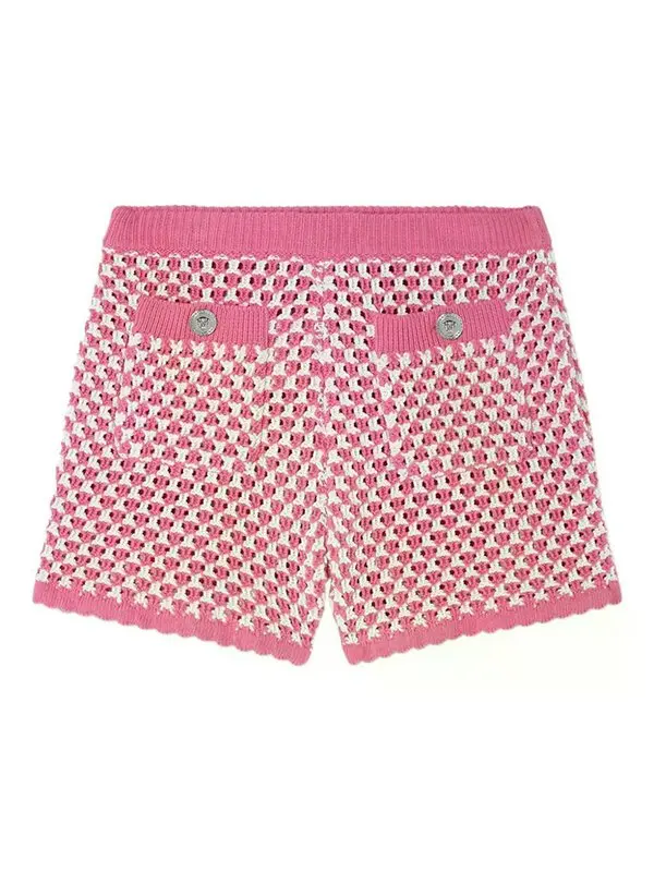 Versace Crochet Knit Shorts - Pink