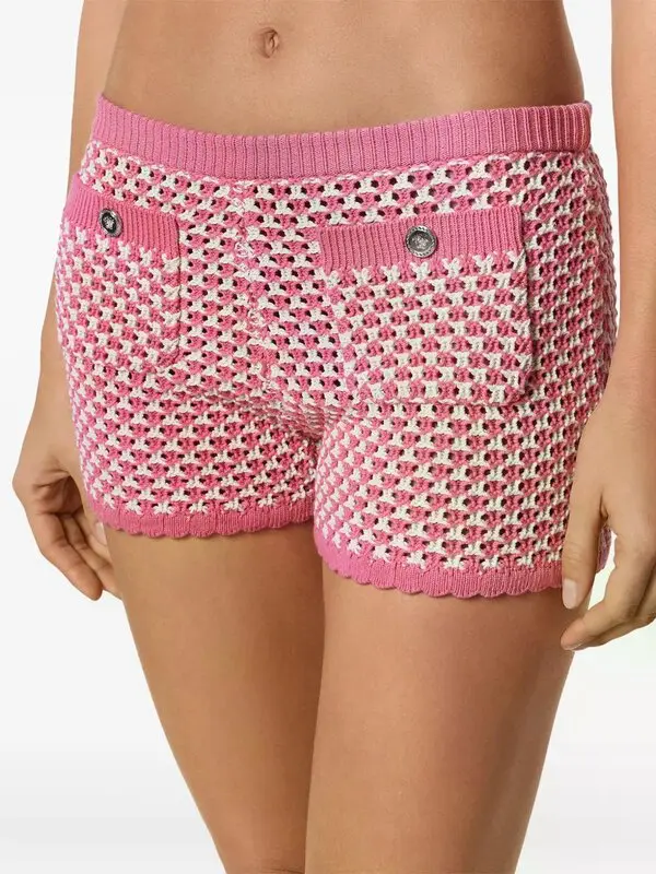 Versace Crochet Knit Shorts - Pink