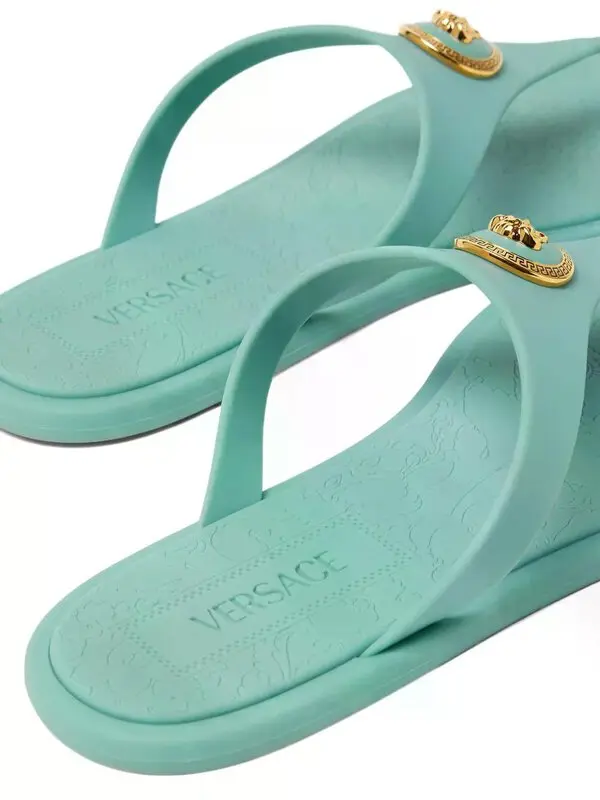Versace Alia Embellished Flip-flops - Green