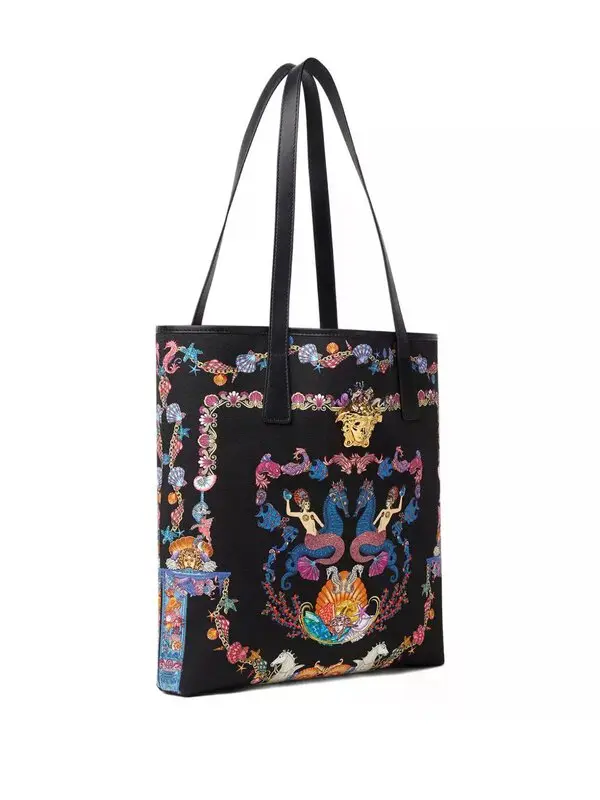 Versace Coral Theatre La Medusa Canvas Tote Bag - Black
