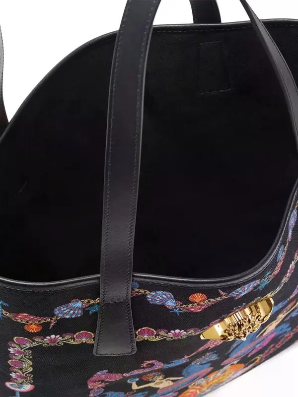 Versace Coral Theatre La Medusa Canvas Tote Bag - Black