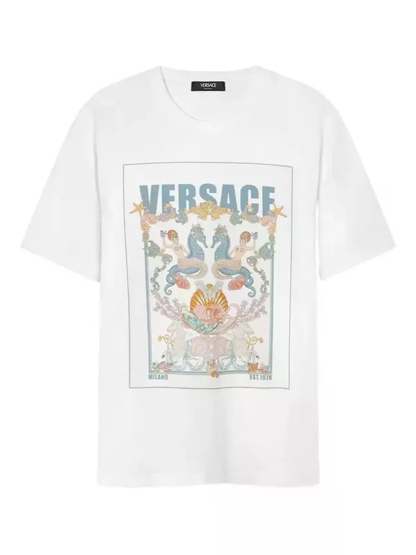 Versace Coral Theatre Postcard T-shirt - White