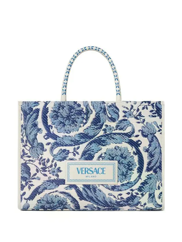 Versace Large Barocco Athena Tote Bag - Blue