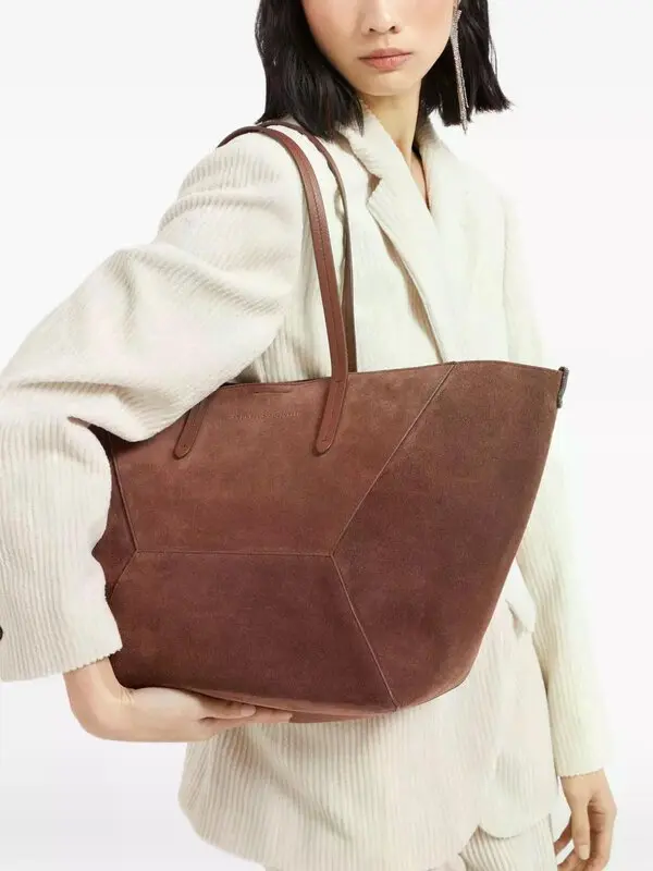 Brunello Cucinelli Suede Tote Bag - Red