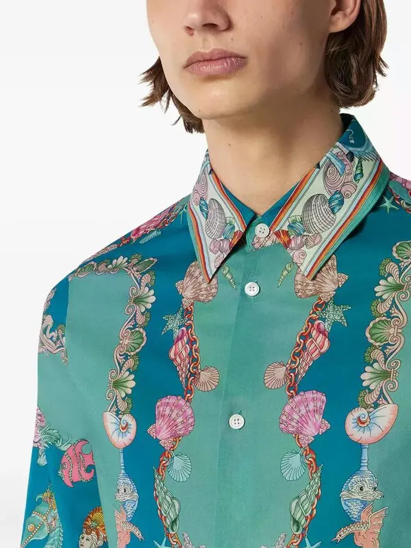 Versace Coral Theatre Cotton Shirt