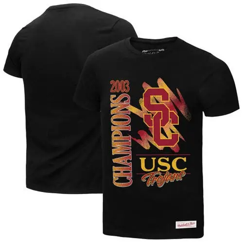 Mitchell & Ness Usc Trojans Retro Brush Mineral Wash T-shirt - Black