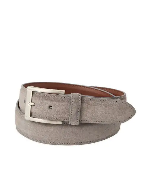 JACK OF SPADES Italian Sueded Calfskin Belt - Grey