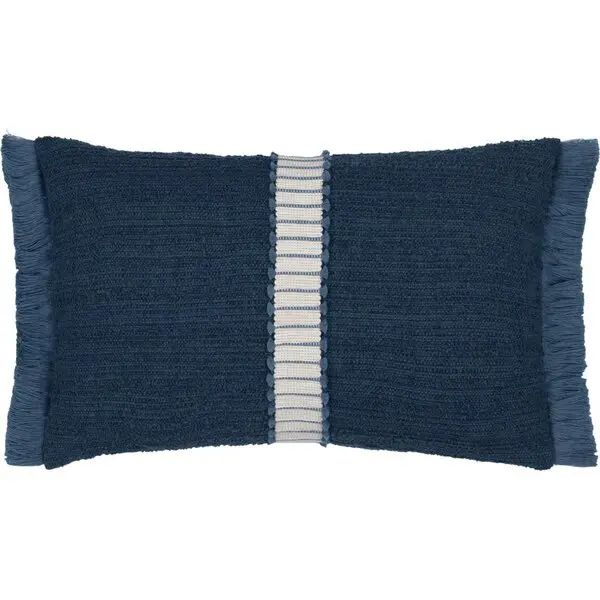 ELAINE SMITH Deluxe Boucle Textured Indoor & Outdoor Woven Accent Pillow - Indigo