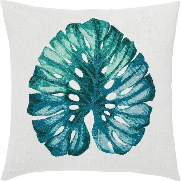ELAINE SMITH Leaf Indoor & Outdoor Woven Accent Pillow - Lagoon