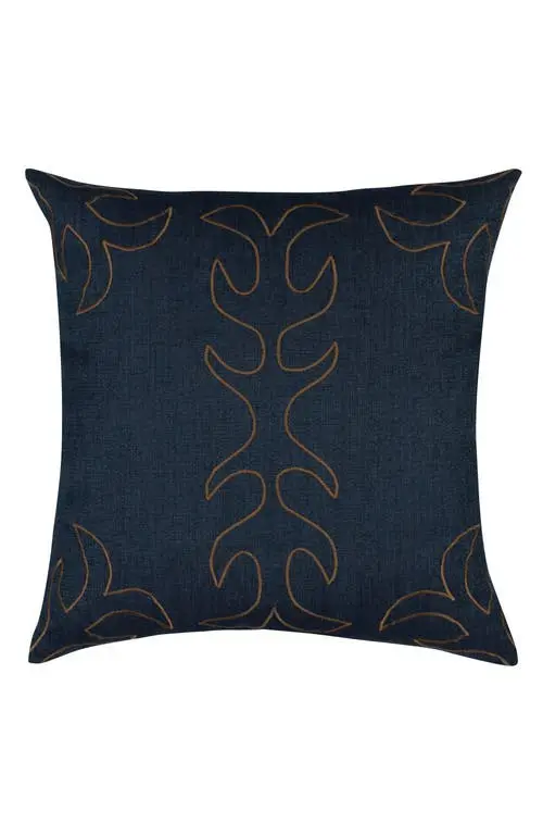 ELAINE SMITH Days Hand Embroidered Indoor & Outdoor Woven Accent Pillow - Denim