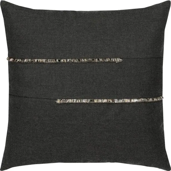 ELAINE SMITH Micro Fringe Indoor & Outdoor Woven Accent Pillow - Carbon