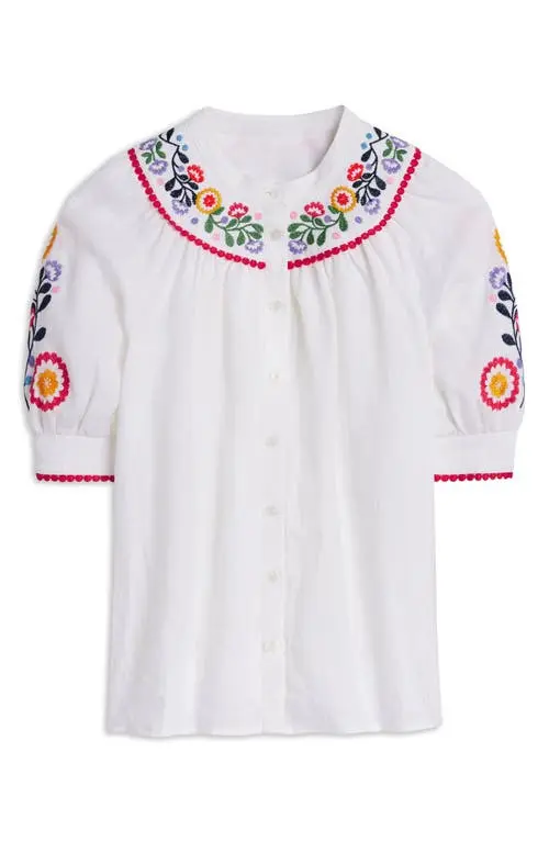 Boden Bea Embroidered Linen Top