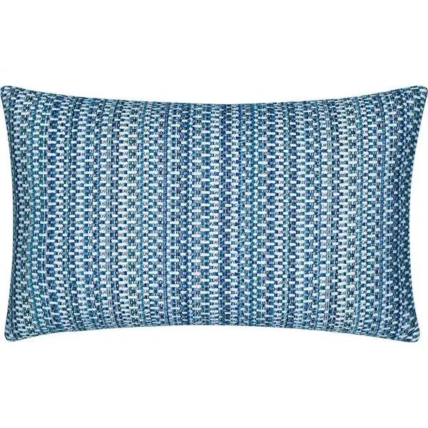 ELAINE SMITH Kaleidoscope Chenille Micro Check Indoor & Outdoor Woven Accent Pillow - Indigo
