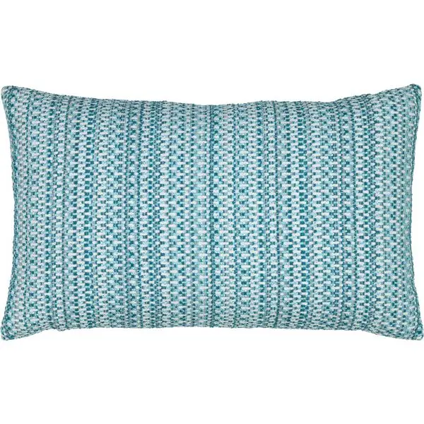 ELAINE SMITH Kaleidoscope Chenille Micro Check Indoor & Outdoor Woven Accent Pillow - Lagoon