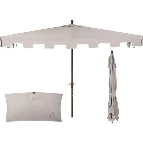 JONATHAN Y Sidney 9 Ft. Classic Midcentury Rectangular Half Market Patio Umbrella With Crank - Gray