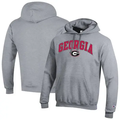 Champion Georgia Bulldogs Arch Over Logo Pullover Hoodie - Heather Gray