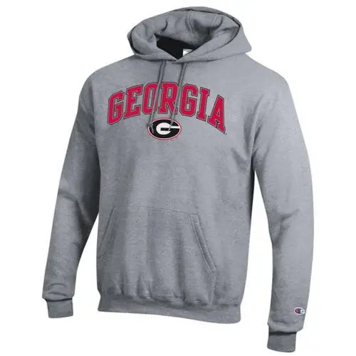 Champion Georgia Bulldogs Arch Over Logo Pullover Hoodie - Heather Gray