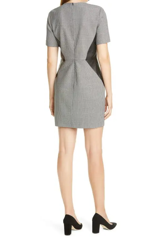 Judith & Charles Barcelona Houndstooth Dress With Leather Detail
