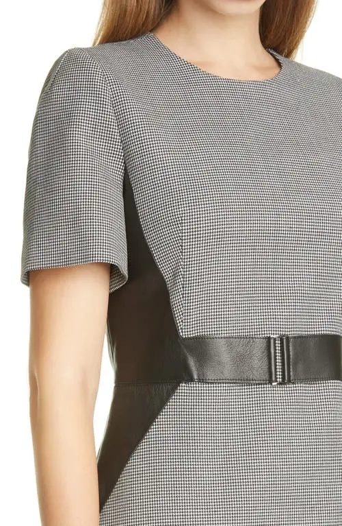 Judith & Charles Barcelona Houndstooth Dress With Leather Detail