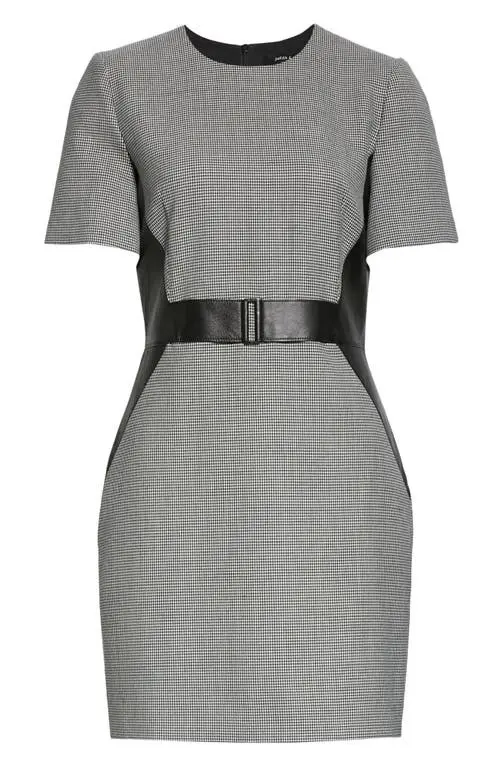 Judith & Charles Barcelona Houndstooth Dress With Leather Detail