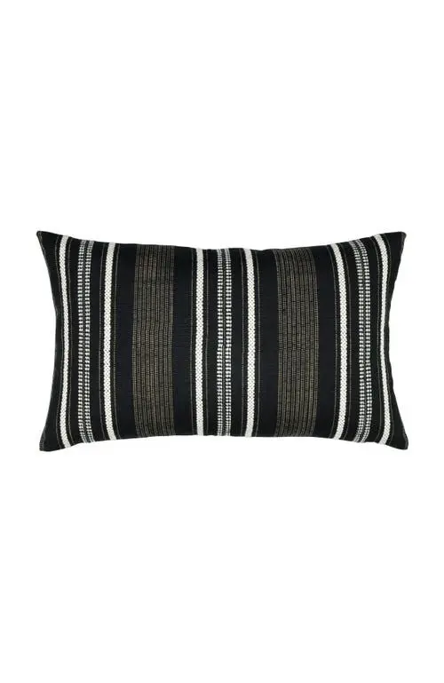 ELAINE SMITH Pathway Textured Stripe Indoor & Outdoor Woven Accent Pillow - Ebony