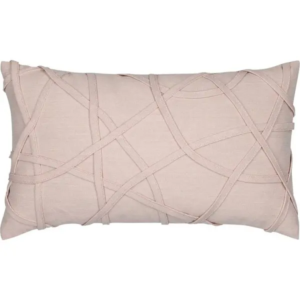 ELAINE SMITH Illusion Handmade Dimensional Applique Indoor & Outdoor Woven Accent Pillow - Blush