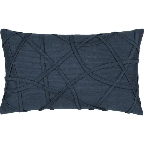 ELAINE SMITH Illusion Handmade Dimensional Applique Indoor & Outdoor Woven Accent Pillow - Indigo