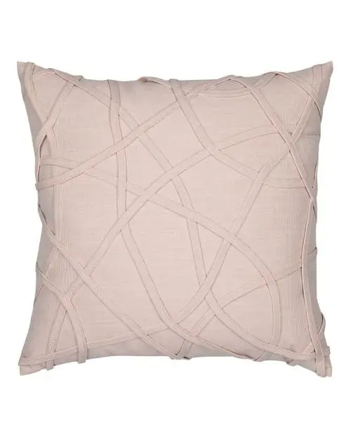 ELAINE SMITH Illusion Handmade Dimensional Applique Indoor & Outdoor Woven Accent Pillow - Blush