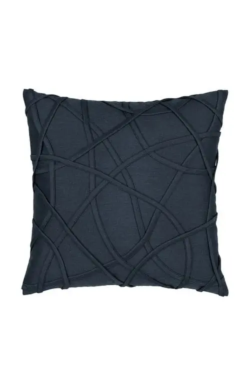 ELAINE SMITH Illusion Handmade Dimensional Applique Indoor & Outdoor Woven Accent Pillow - Indigo
