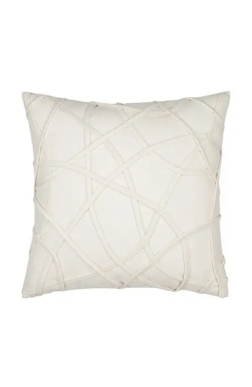 ELAINE SMITH Illusion Handmade Dimensional Applique Indoor & Outdoor Woven Accent Pillow - Ivory