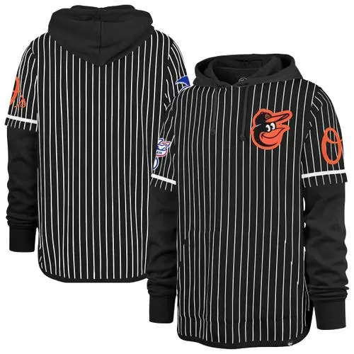 '47 Baltimore Orioles Pinstripe Double Header Pullover Hoodie